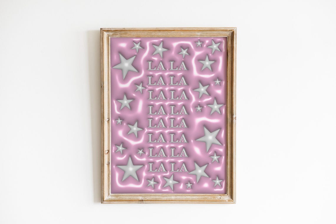 Modroom La La Print 3D Pop Art Pink Preppy Print Y2K Room Decor College ...