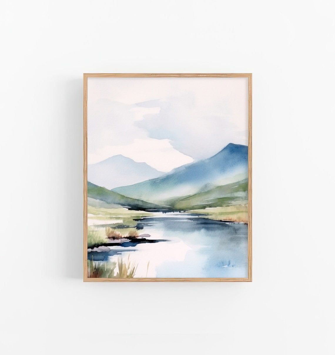 Modroom Lake Windermere Watercolor Painting Foggy Mountains Watercolor ...