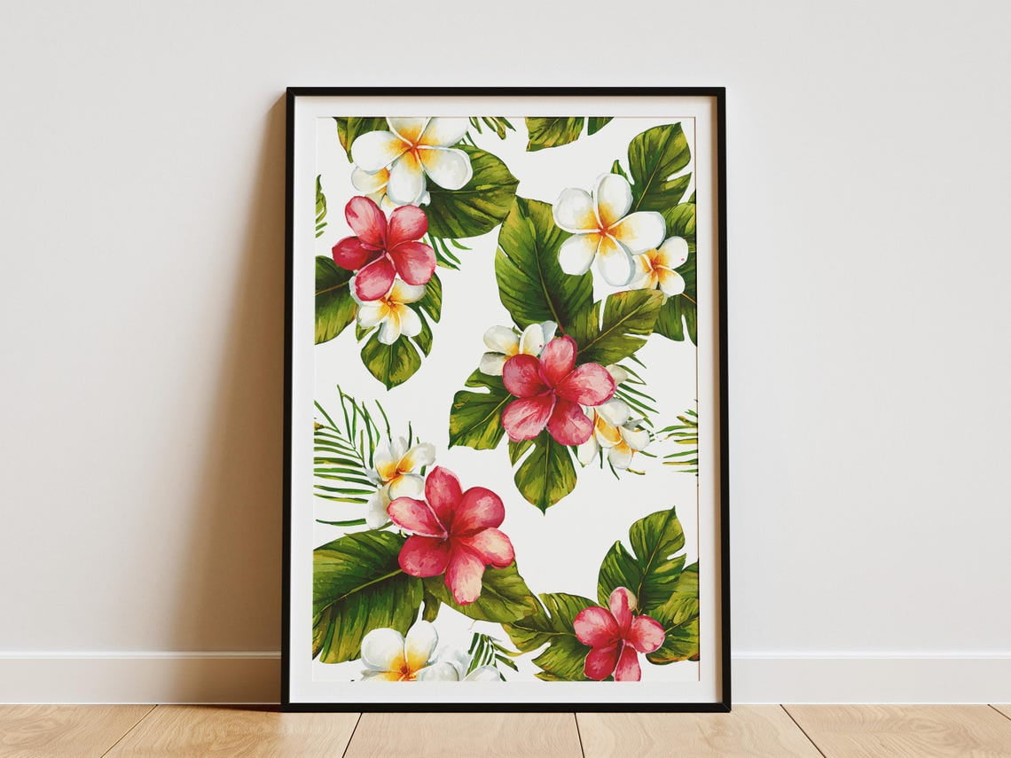 Modroom Lei Pattern Poster Hawaiian Aloha Text Art Print Tropical Wall ...