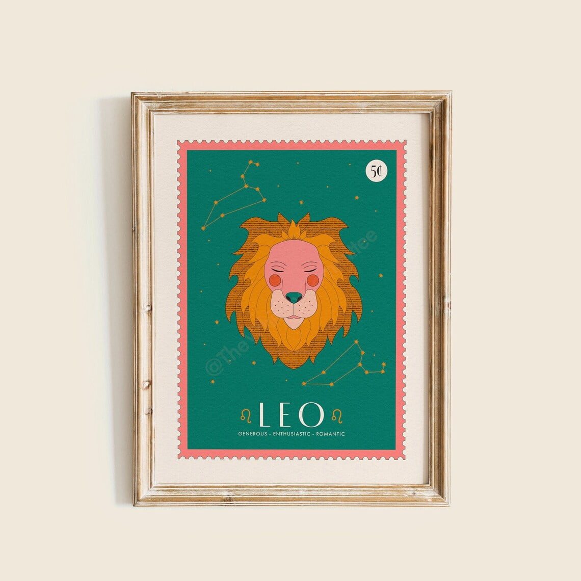 Modroom Leo Star Sign Art Poster, Leo Zodiac Poster, Celestial Poster ...
