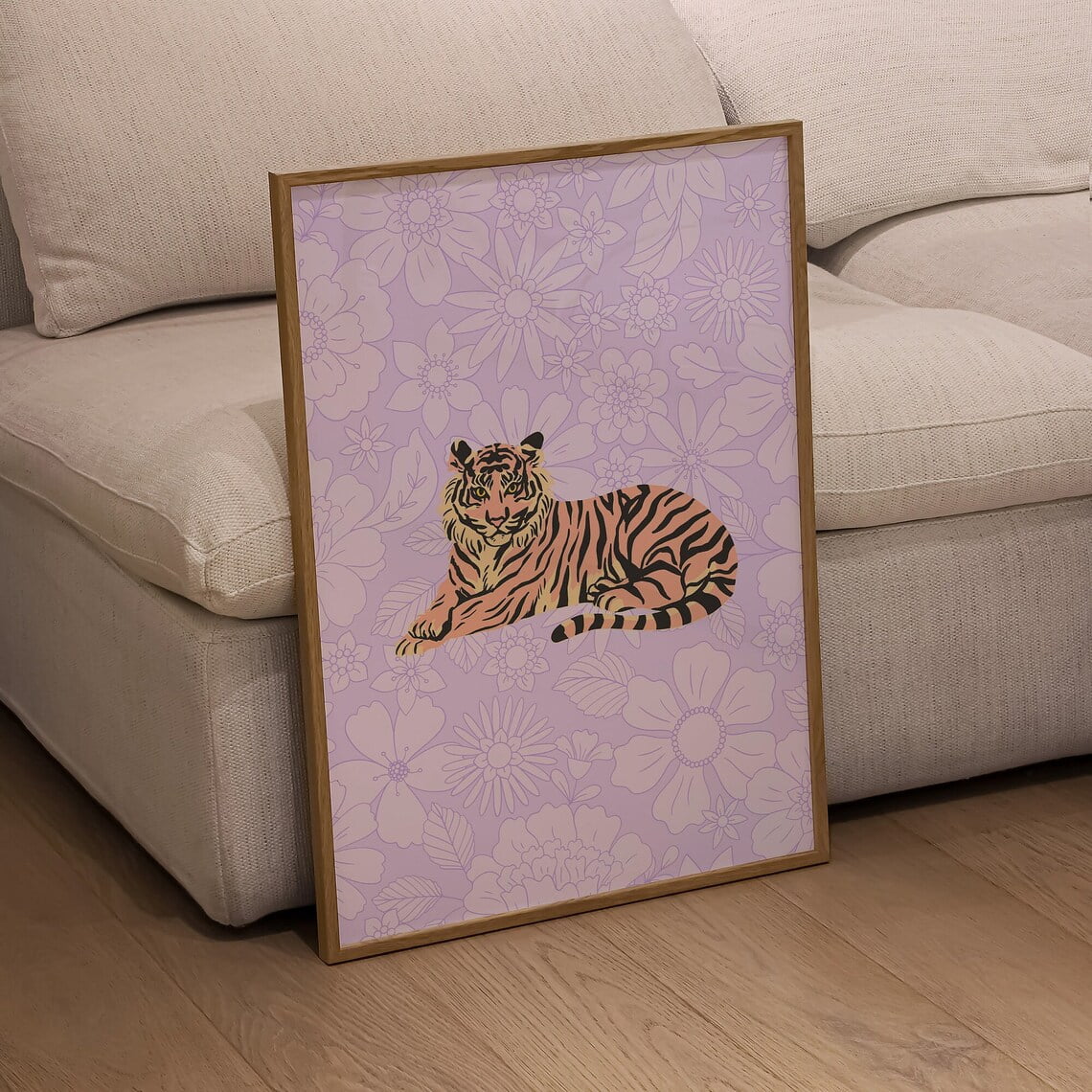 Modroom Lilac Wall Art Tiger Wall Art Groovy Poster Trendy Prints Tiger ...