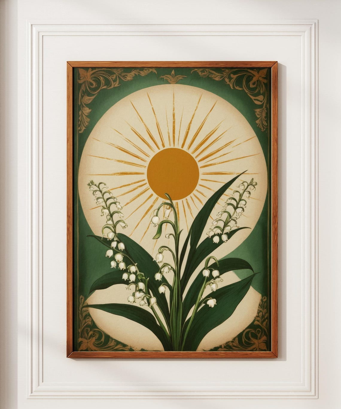 Modroom Lily Of The Valley Emerald Green Sun Art Poster Mystical Folk ...