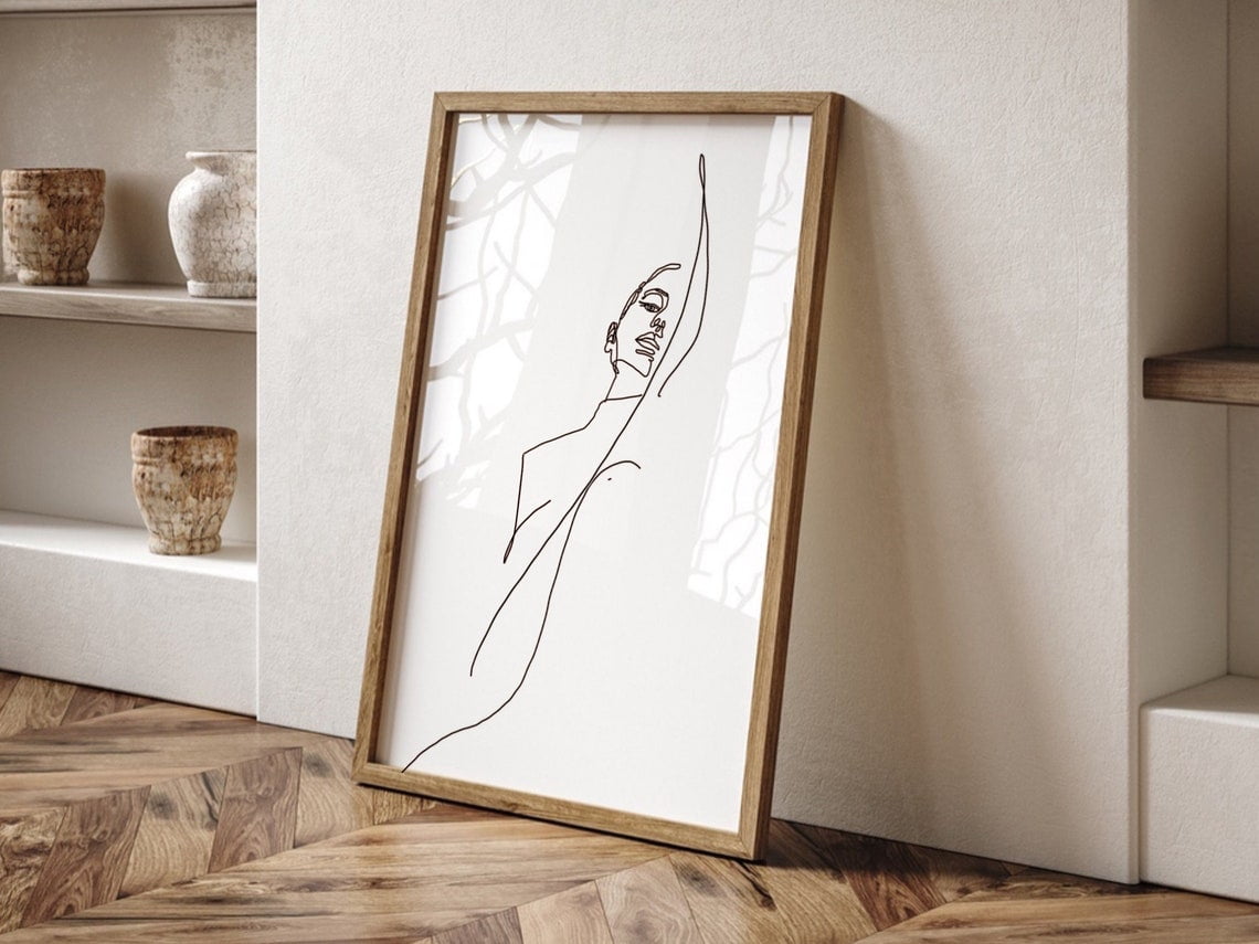 Modroom Line Art Woman Female Print, Modern Line Art, Minimalist Woman ...