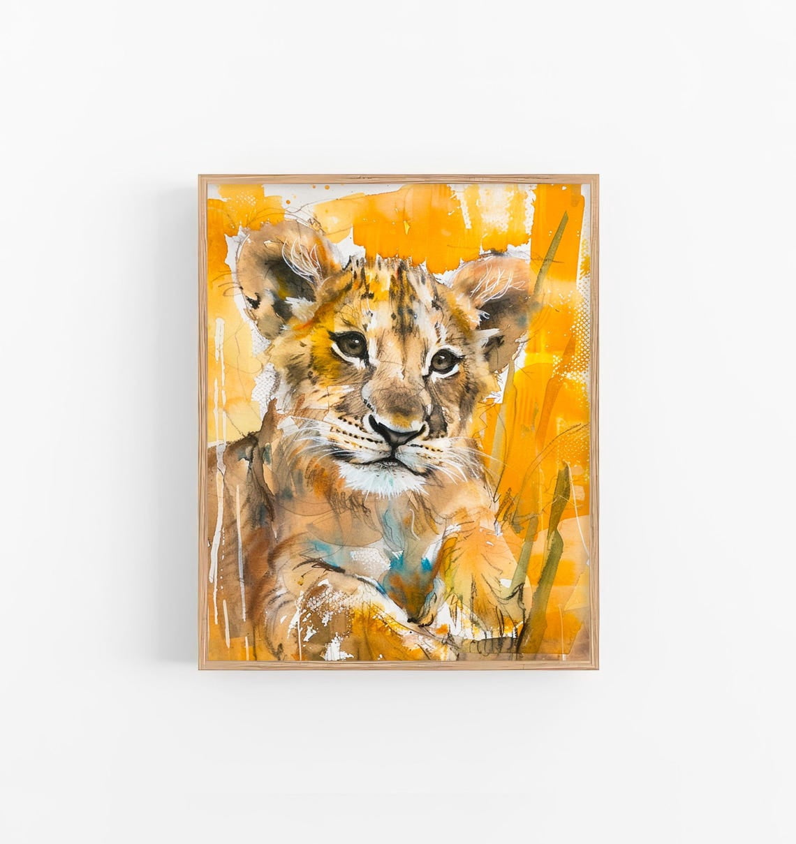 Modroom Lion Cub Watercolor Painting Lion Watercolor Art Print Animals ...