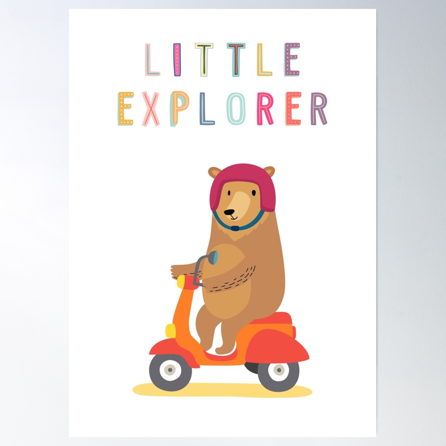 Modroom Little Explorer Teddy Bear On A Scooter Poster Wall Art, Modern ...