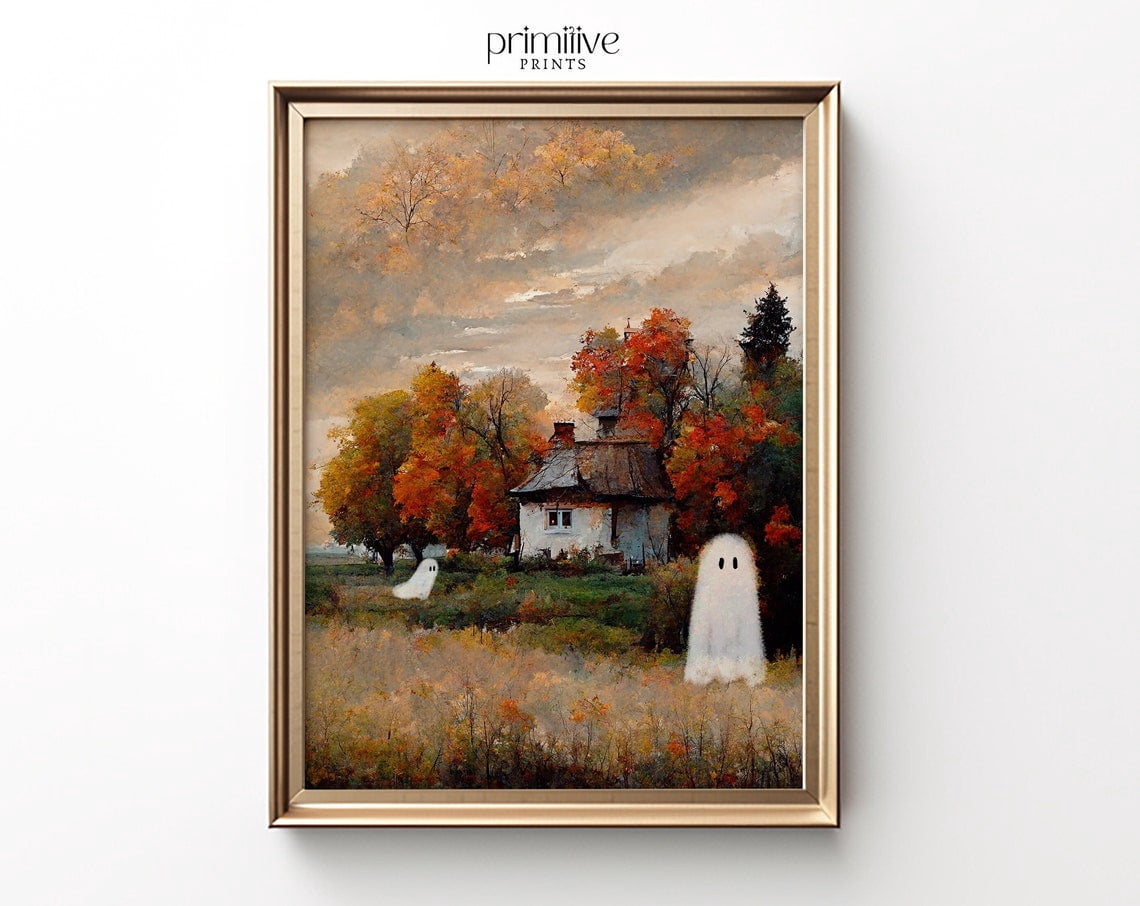 Modroom Little Ghosts In Vintage Landscape Painting | Art | Fall ...