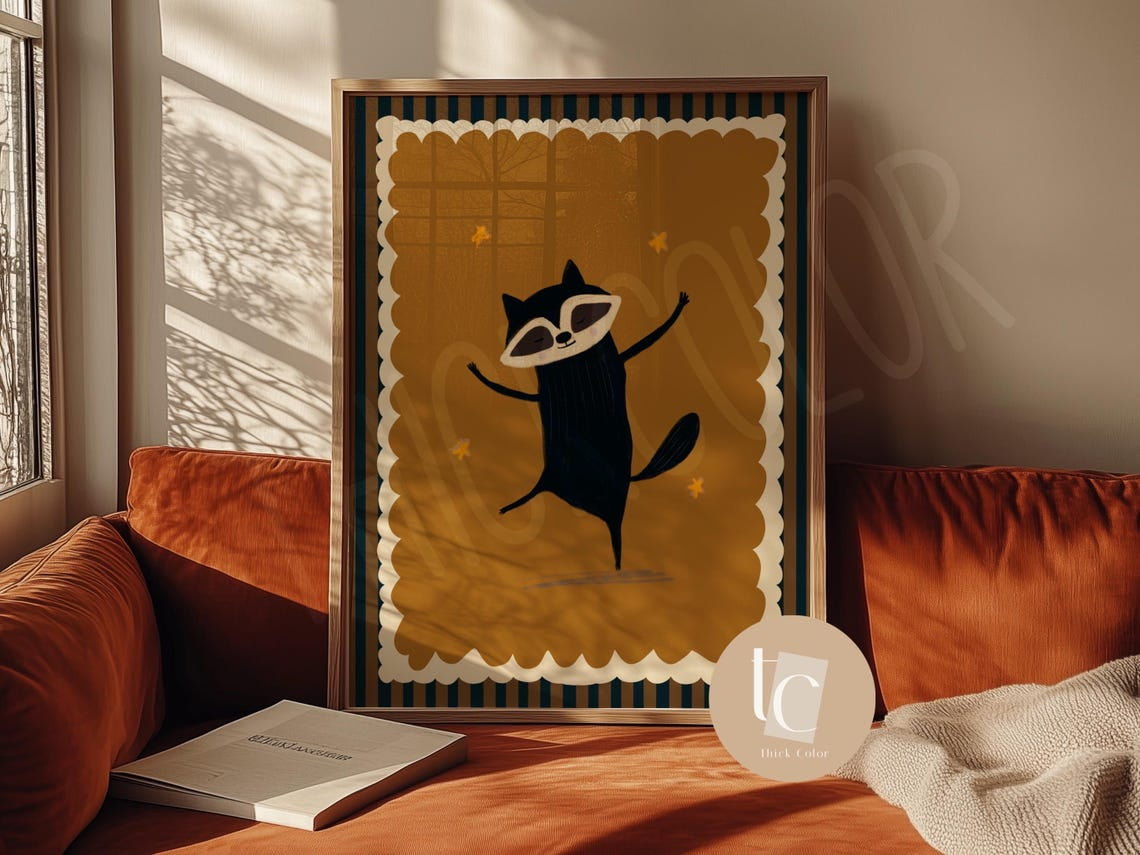 Modroom Little Meerkat Dancing Nursery Wall Art Retro Kids Decor Quote ...