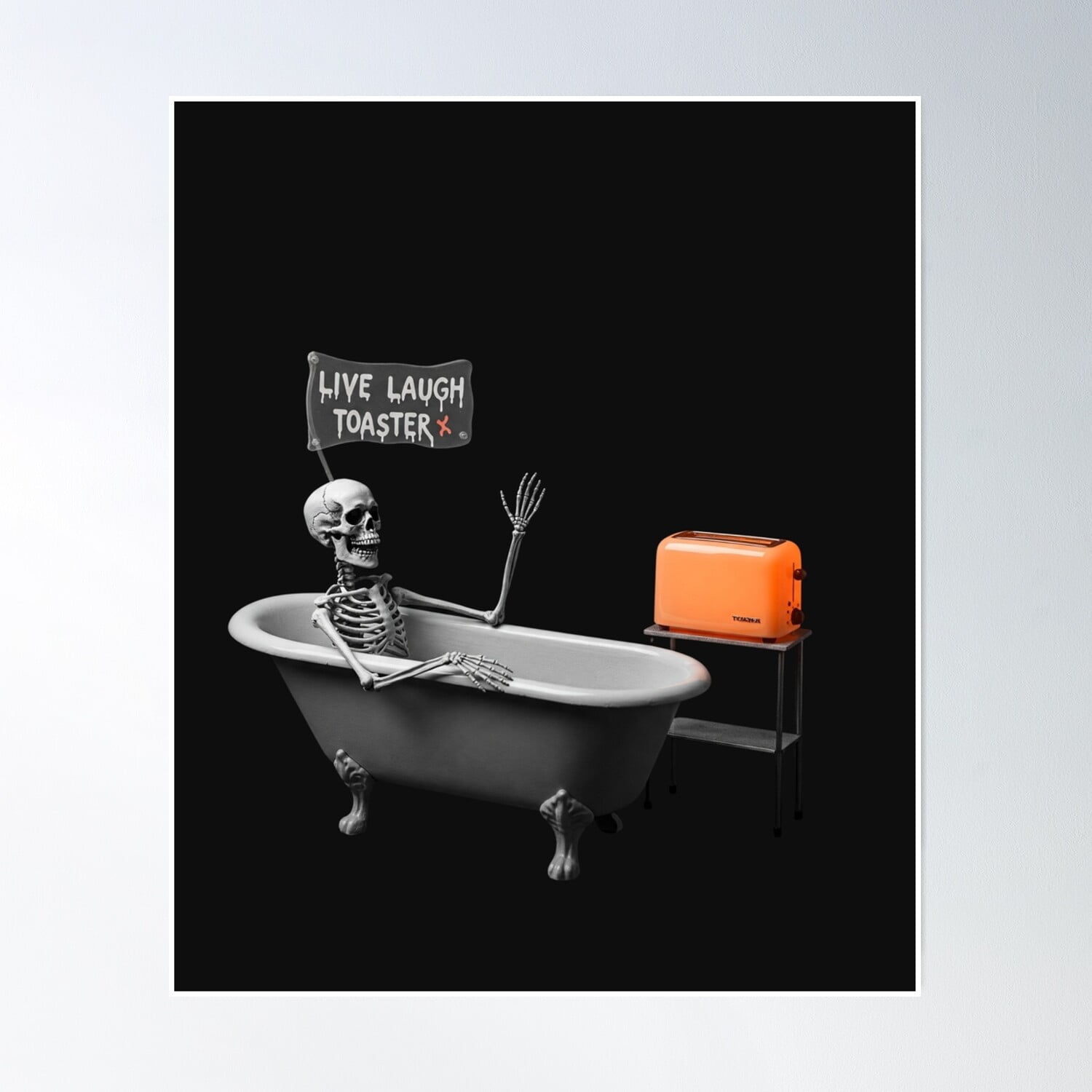 Modroom Live Laugh Toaster Bath Skeleton Poster Wall Art, Modern Wall ...