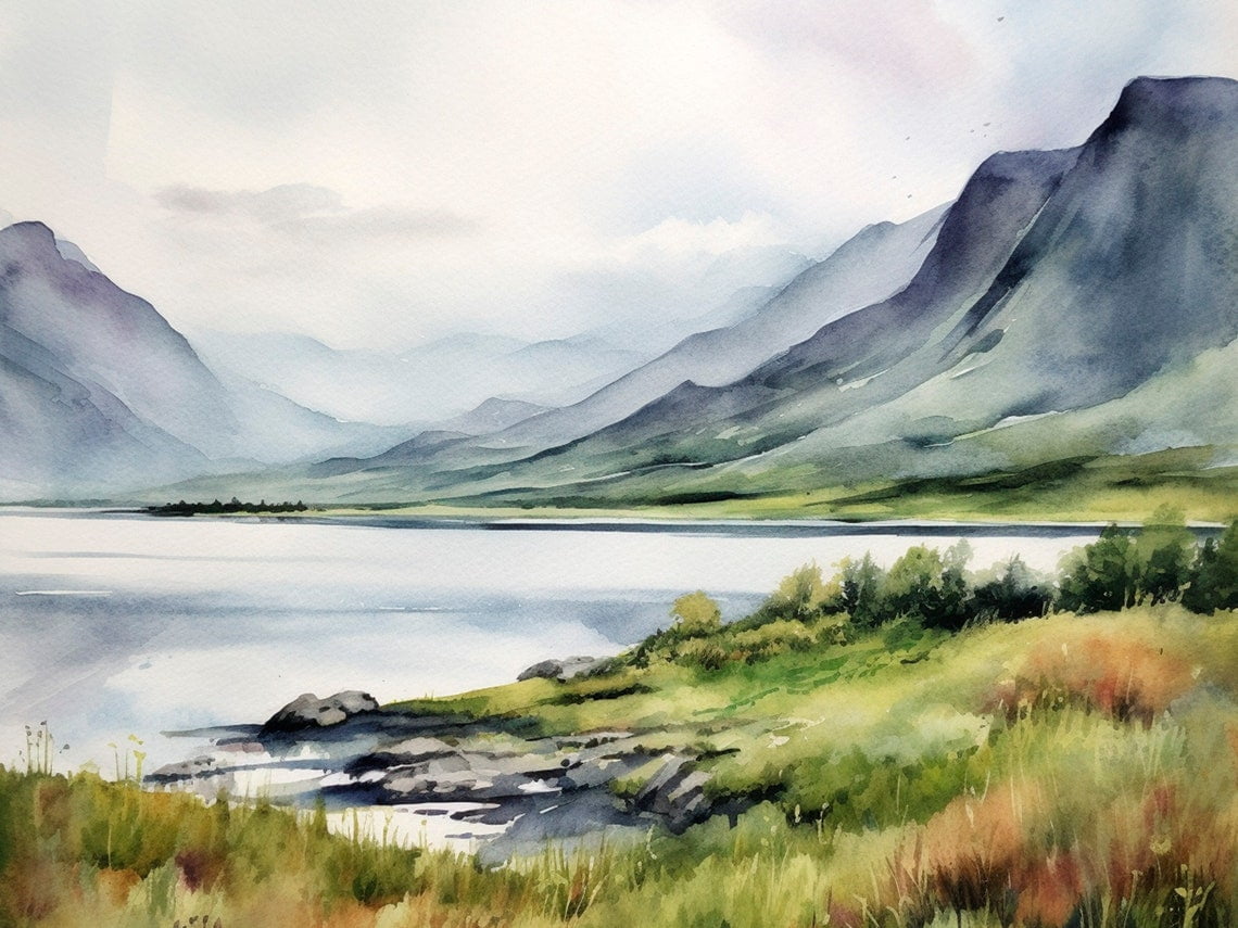 Modroom Loch Ness Lake Painting Scotland Landscape Art Print England ...