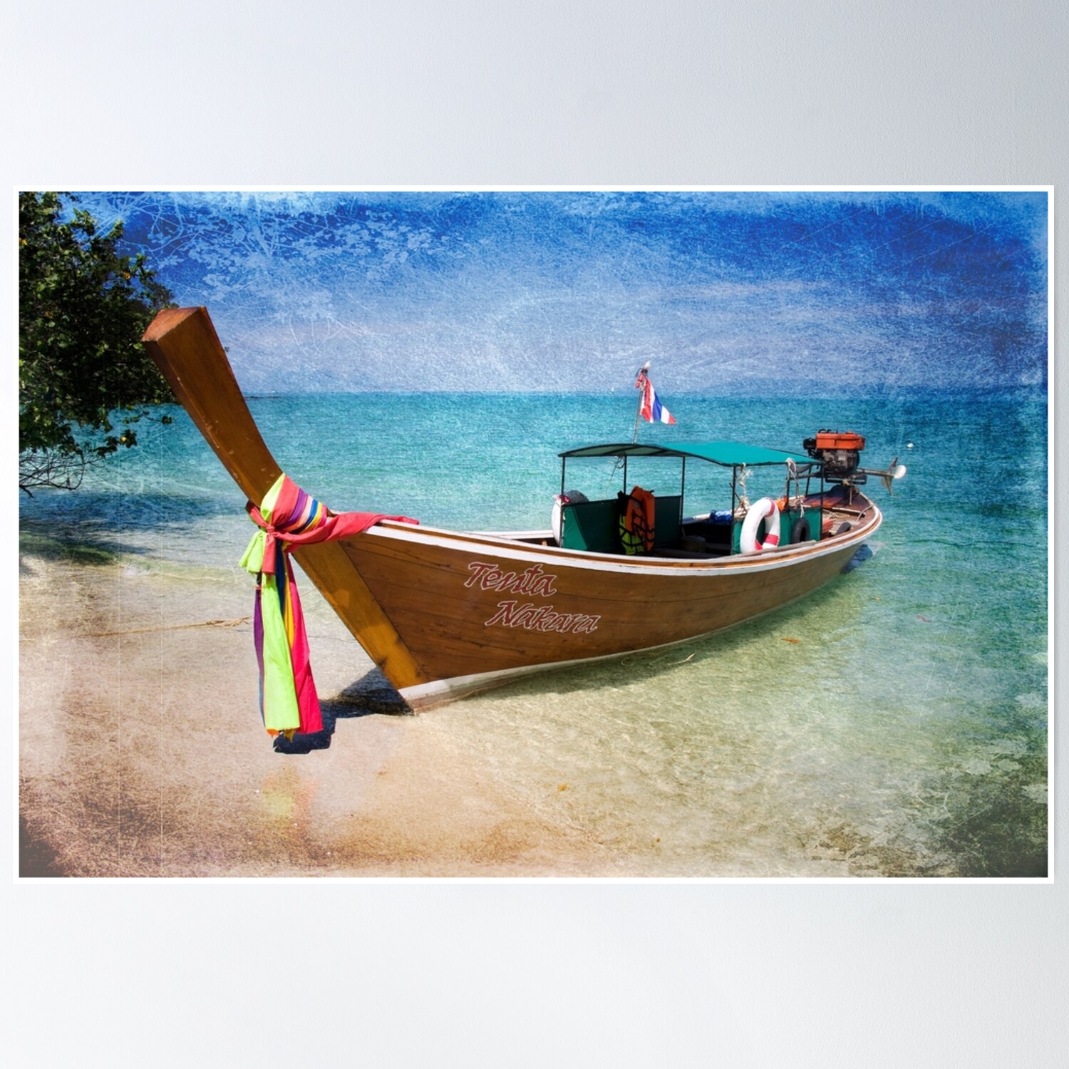 Modroom Long Tailed Boat On Koh Naka, Thailand Poster Wall Art, Modern ...