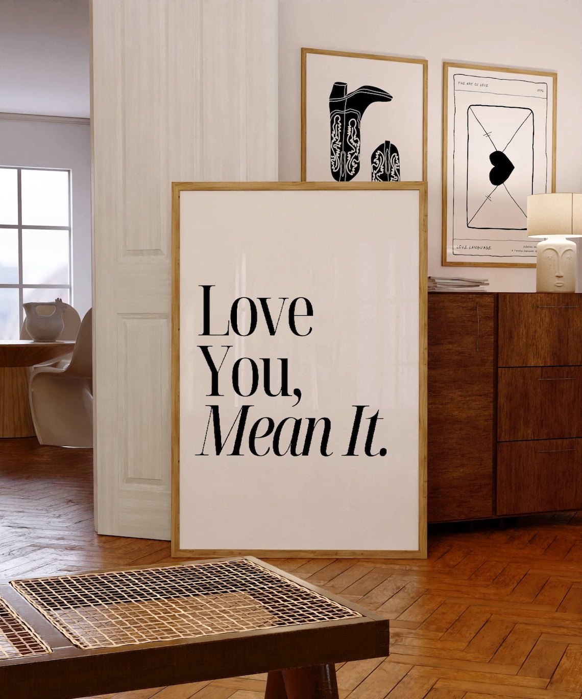 Modroom Love You Mean It Poster, Aesthetic Love Wall Art, Trendy Retro ...