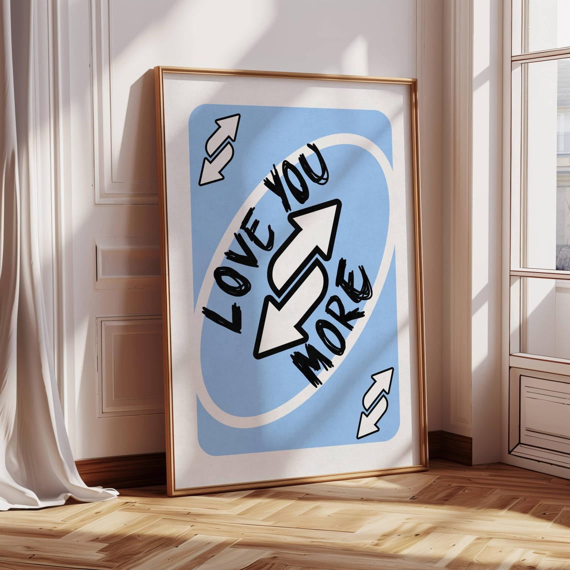 Modroom Love You More Print Blue Retro Poster Playing Card Print ...