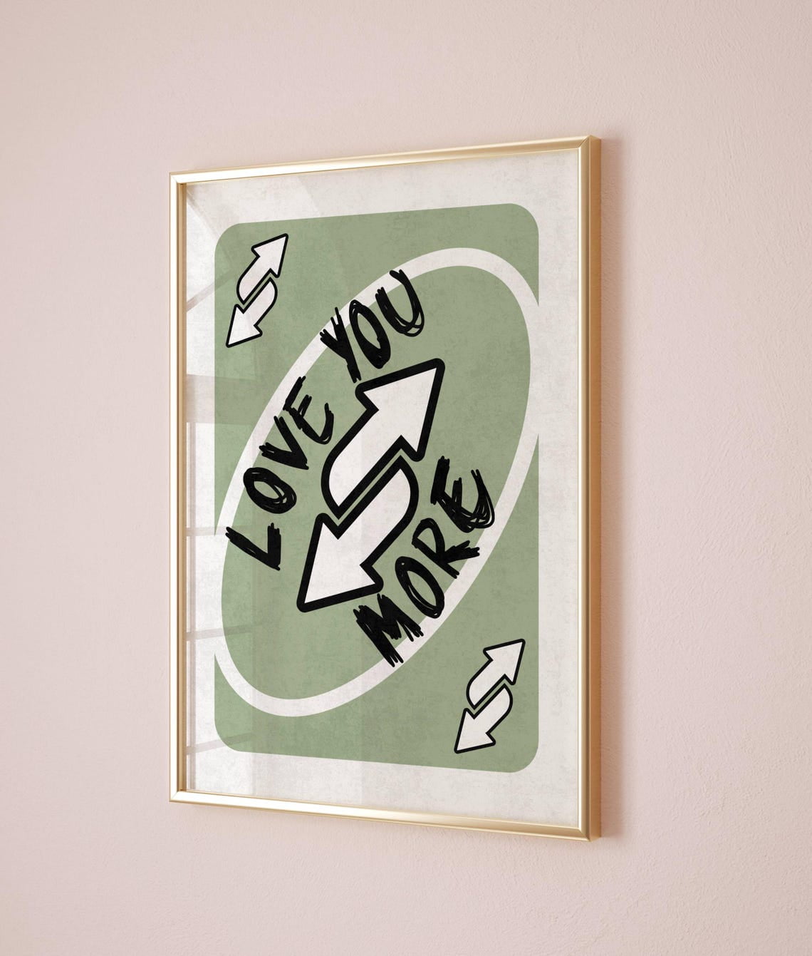 Modroom Love You More Print Sage Green Retro Poster Playing Card Print ...