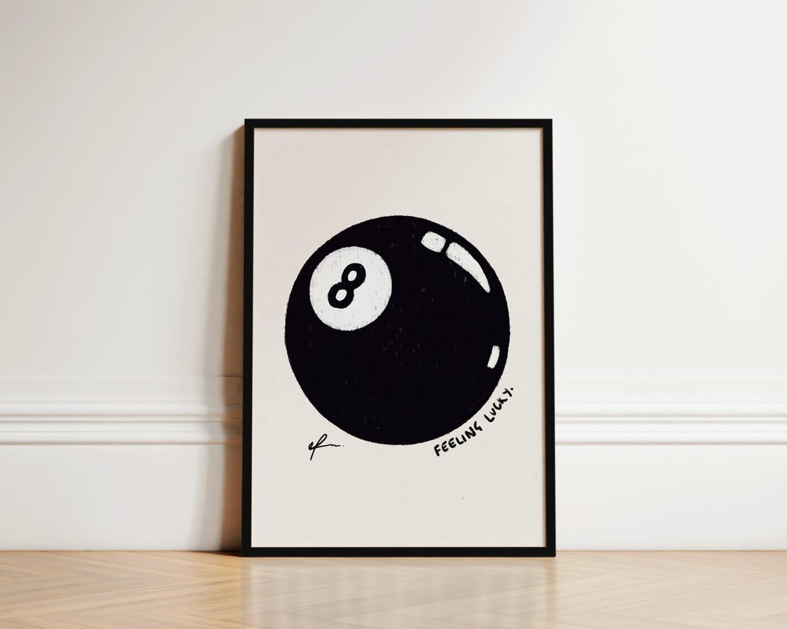 Modroom Lucky 8 Ball Print, Manifestation Print, Feeling Lucky Poster ...