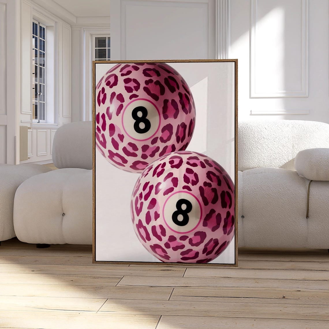 Modroom Lucky 8 Ball Print Retro Leopard Eight Ball Wall Art Vintage ...
