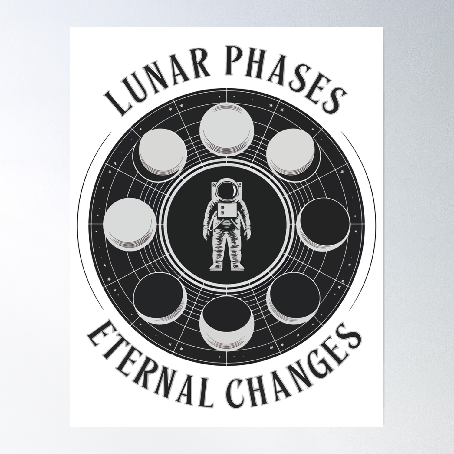 Modroom Lunar Phases Astronaut Space Exploration Poster Wall Art ...