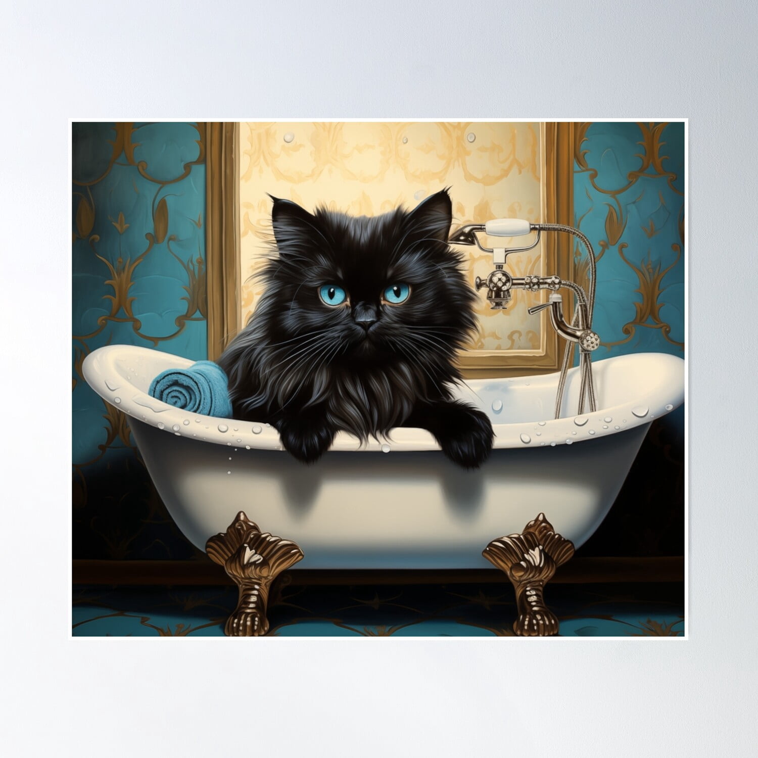 Modroom Luxurious Black Cat In Elegant Bath - Opulent Feline Decor ...