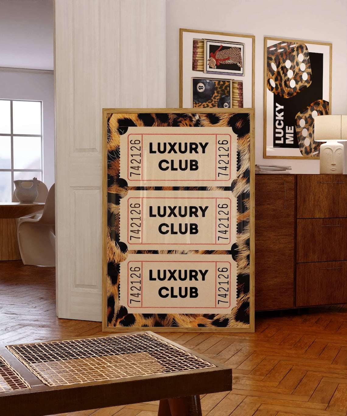 Modroom Luxury Club Ticket Stub Wall Art, Cheetah Poster, Vintage ...