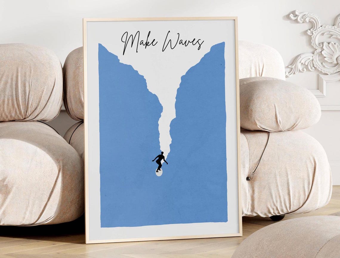 Modroom Make Waves Print Surf Wall Art Beach House Decor Aesthetic ...