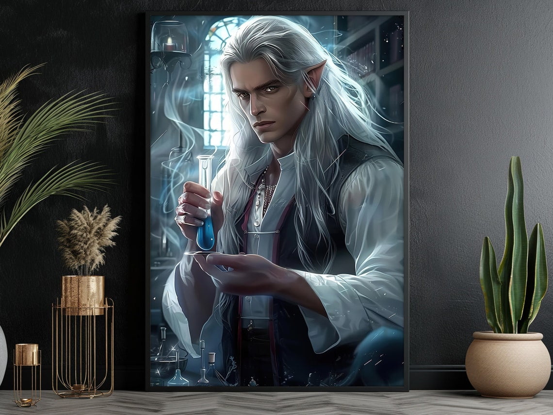 Modroom Male Elf Poster, Gothic Mythical Wall Art, Mystical Dark Print ...