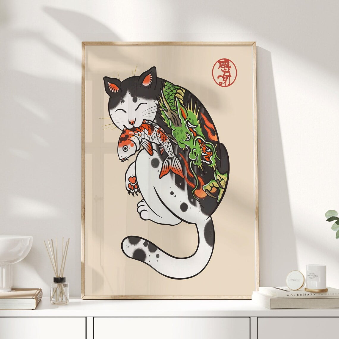 Modroom Maneki Neko, Maneki Neko Cat, Maneki Neko Print, Lucky Cat ...