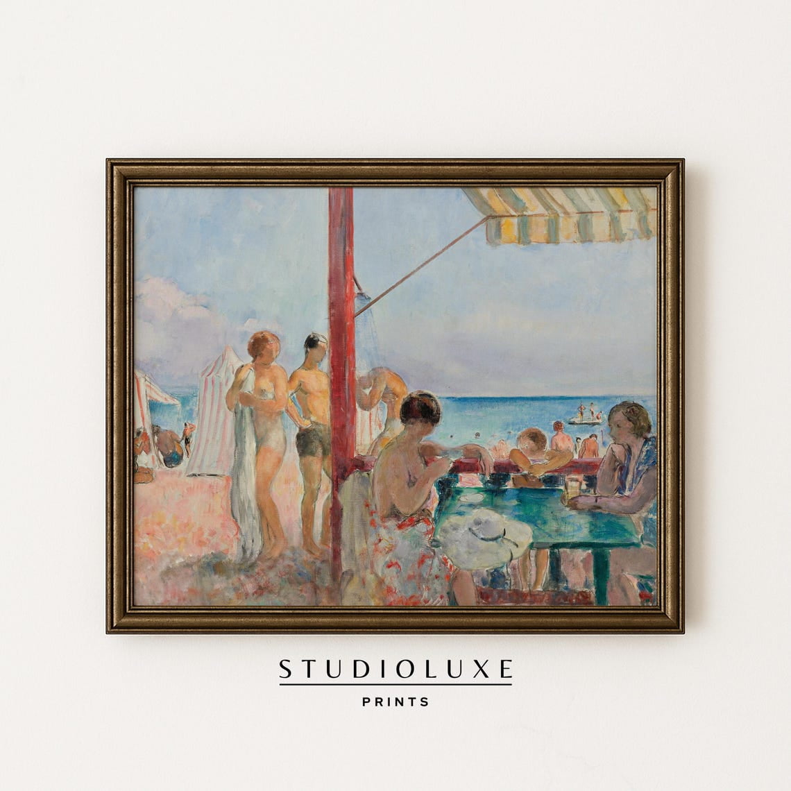 Modroom Maritime Living Painting | Vintage French Riviera Beach Cafe ...
