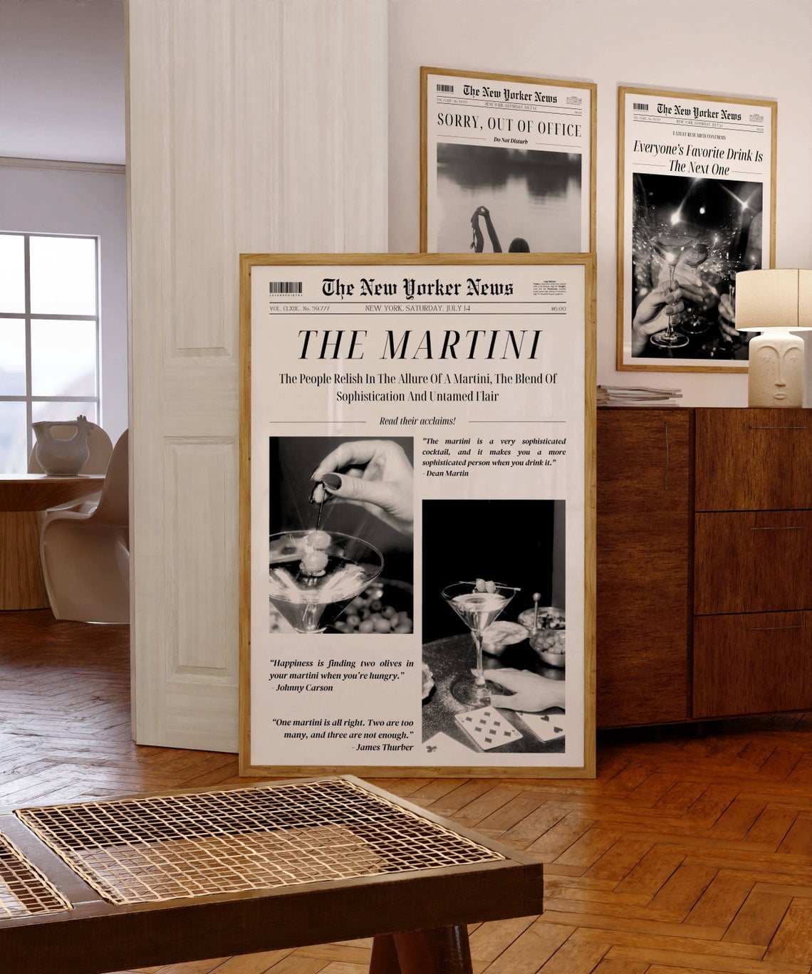 Modroom Martini Newspaper Poster, Martini Print, Bar Cart Wall Art ...