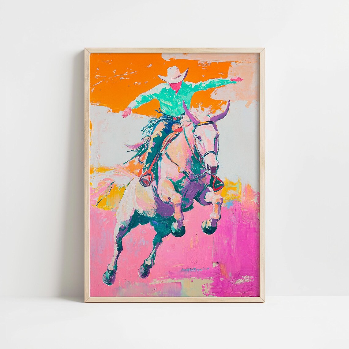 Modroom Matisse Style Abstract Cowboy Western Wall Art Print ...