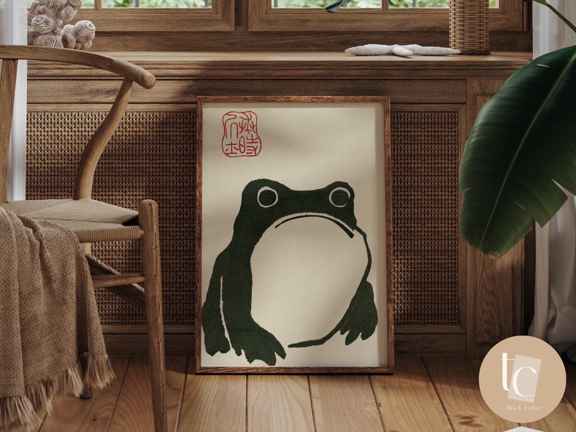 Modroom Matsumoto Hoji Japanese Frog Print Set, Grumpy Frog Poster ...