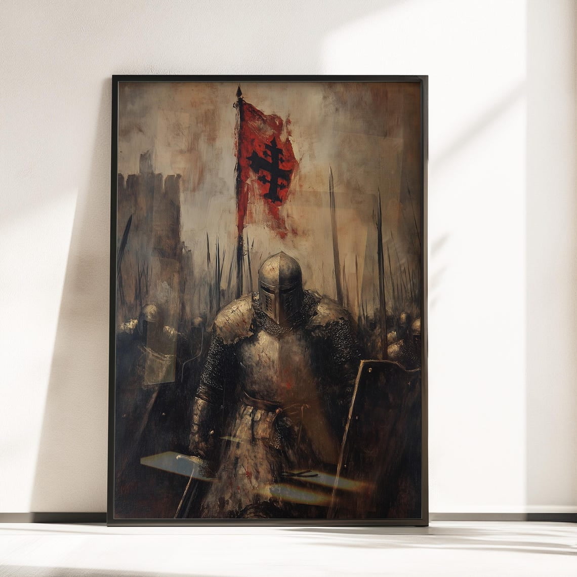 Modroom Medieval Crusader Knight Battle Art Print - Knights Templar Art Poster - Medieval ...