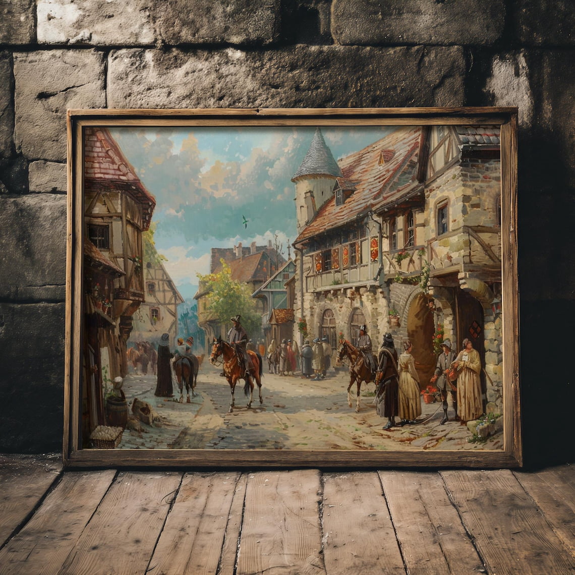 Modroom Medieval Town Street Poster Antique Fantasy Dark Academia ...