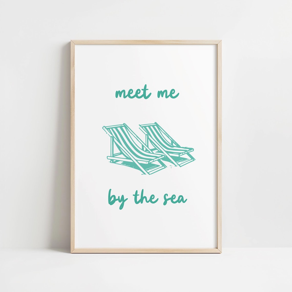 Modroom Meet Me By The Sea Wall Art | Coastal Beach Chair Illustration ...