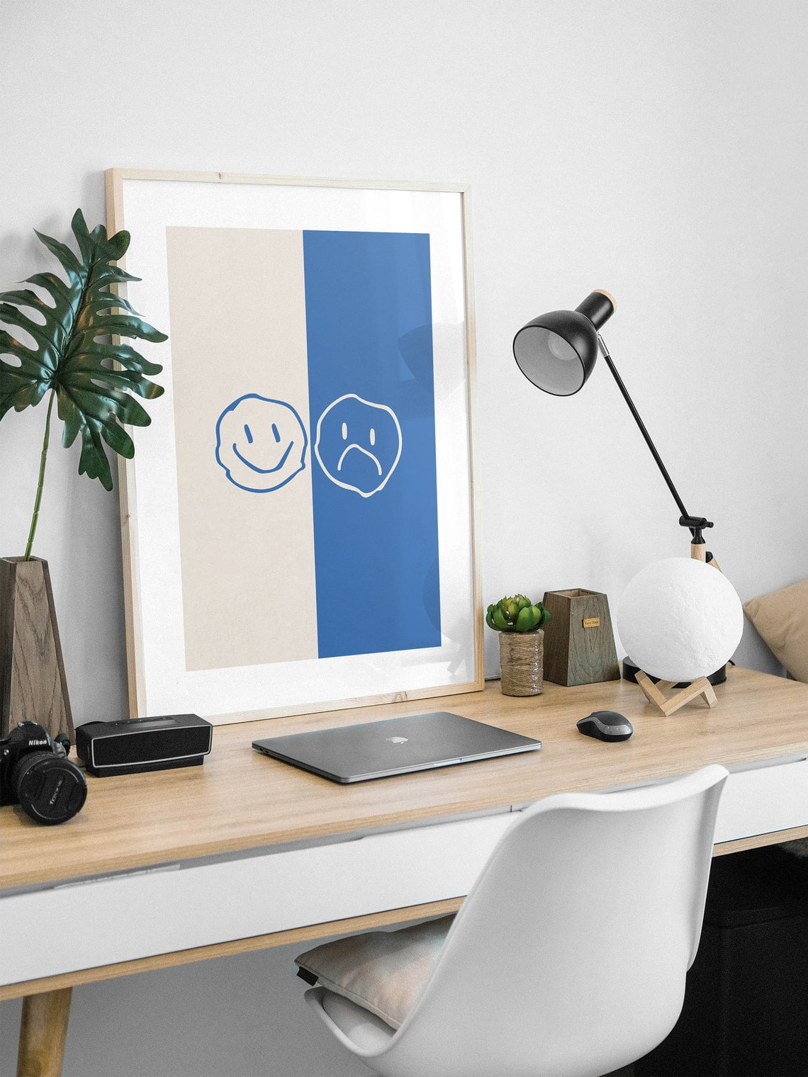Modroom Melting Smiley Face Funky Trendy Art Print Blue And Light Brown ...