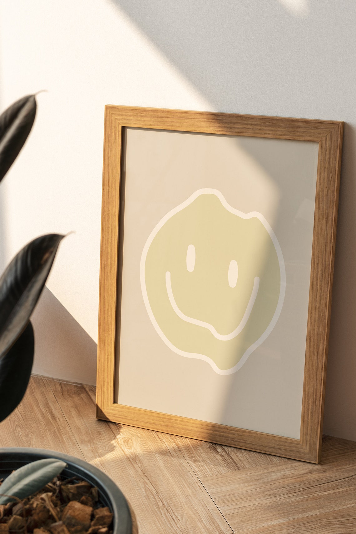 Modroom Melting Smiley Face Funky Trendy Art Print White And Yellow ...