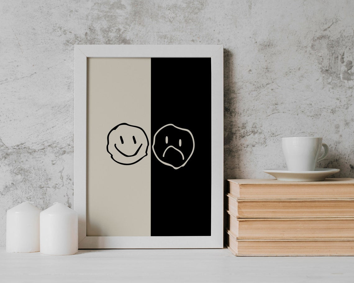 Modroom Melting Smiley Face ~Funky Trendy~ Black And Cream (Beige ...
