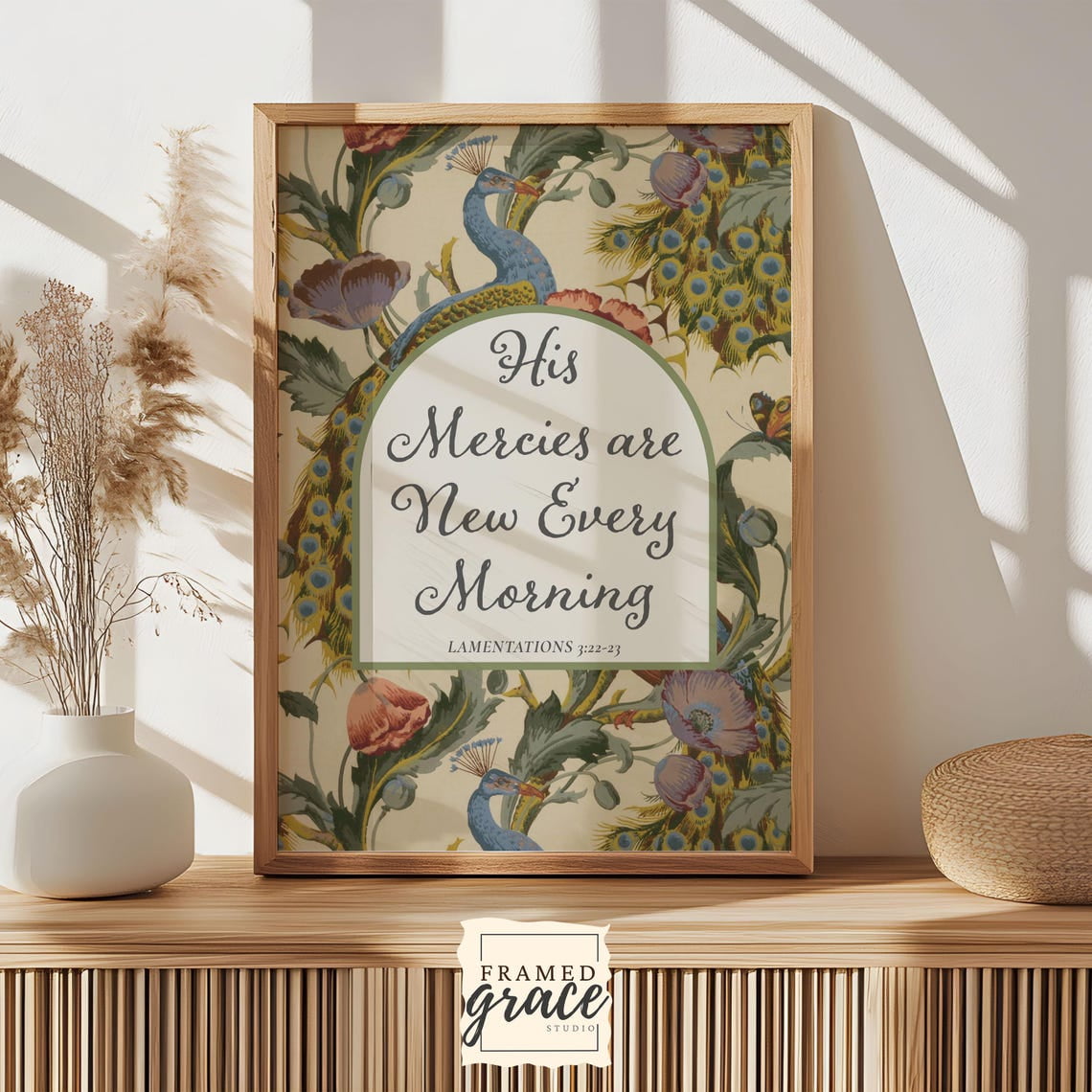 Modroom His Mercies Are New Every Morning- Lam 3, Vintage Peacock Bible ...