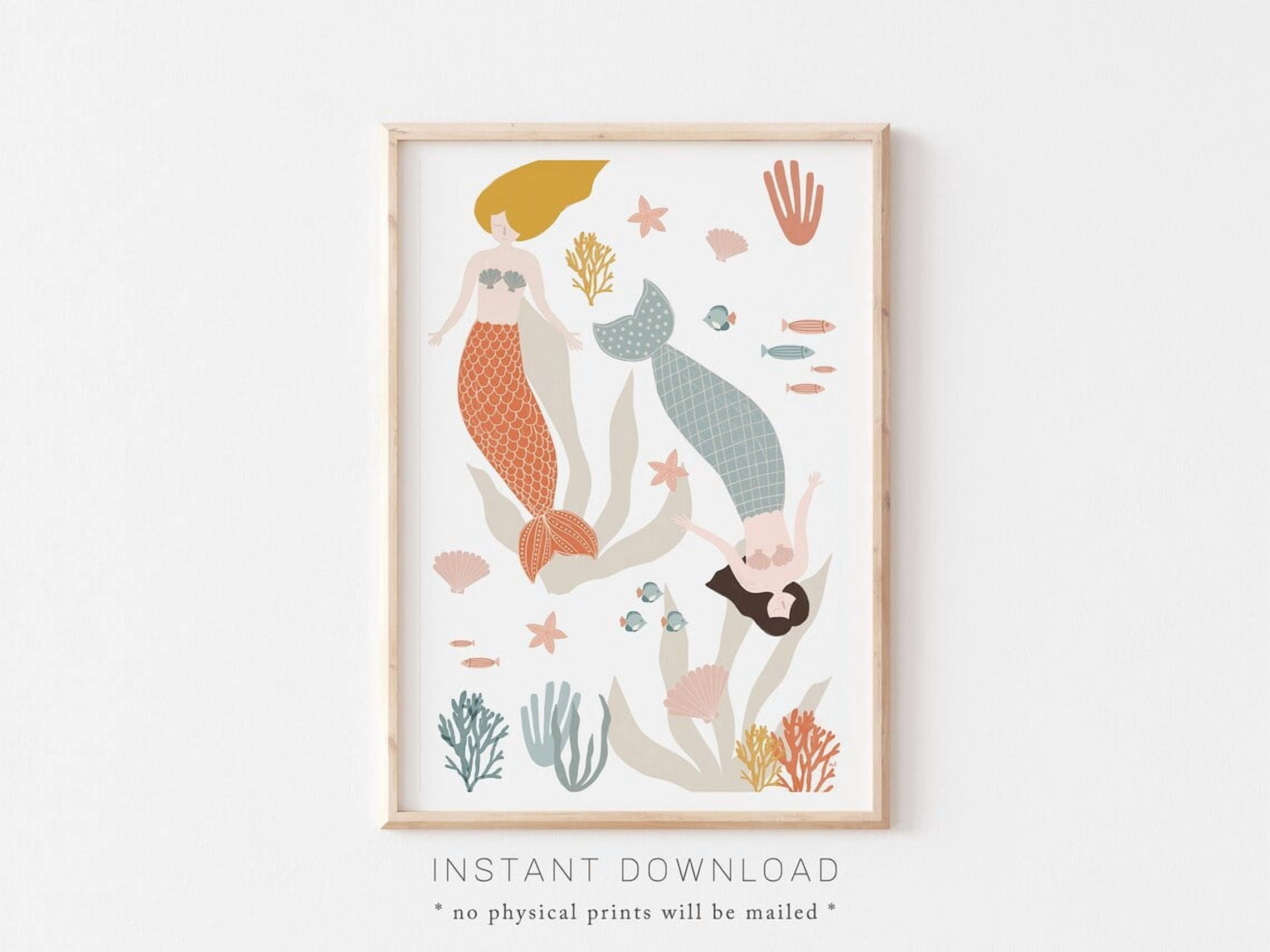 Modroom Mermaid Nursery Art, Mermaids Print, Ocean Themed Children Room ...