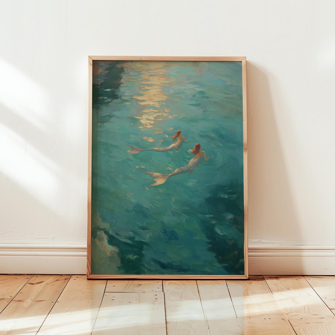 Modroom Mermaid Sisters Wall Art Print Monet Inspired Impressionist ...