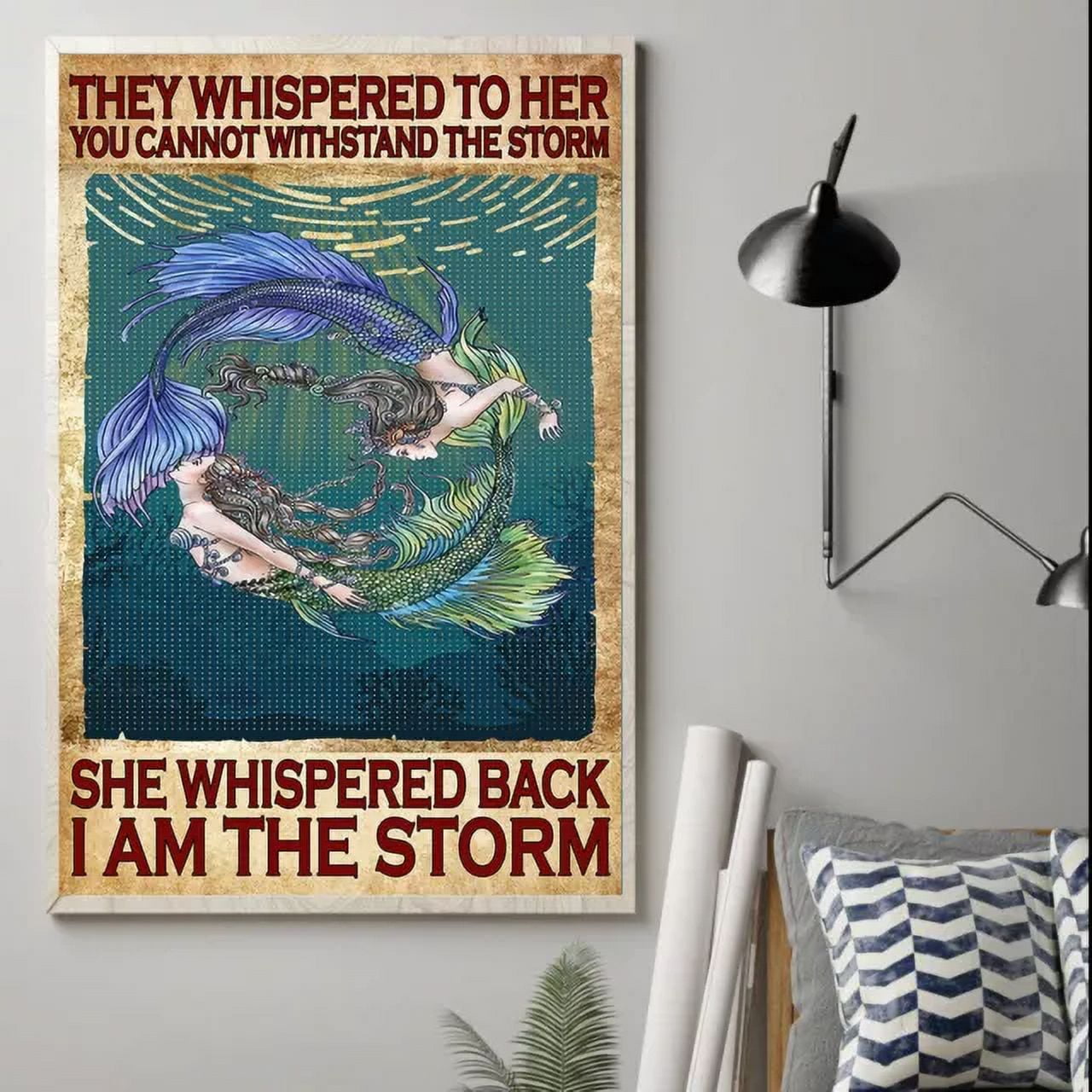 Modroom Mermaid They Whispered To Her I Am The Storm Mermaids Wall Art ...