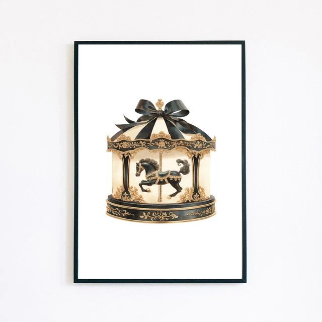 Modroom Merry Go Round Carousel Funfair Painting Illustration Wall ...