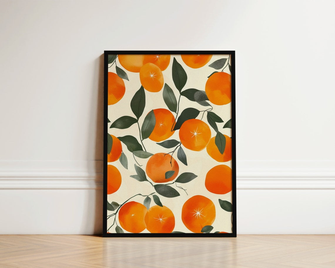Modroom Mid Century Fruit Kitchen Print, Oranges Print, Colourful ...