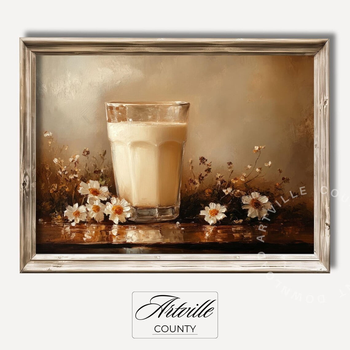 Modroom Milk Glass Painting, Cottage Kitchen Wall Art Vintage Milk Art ...