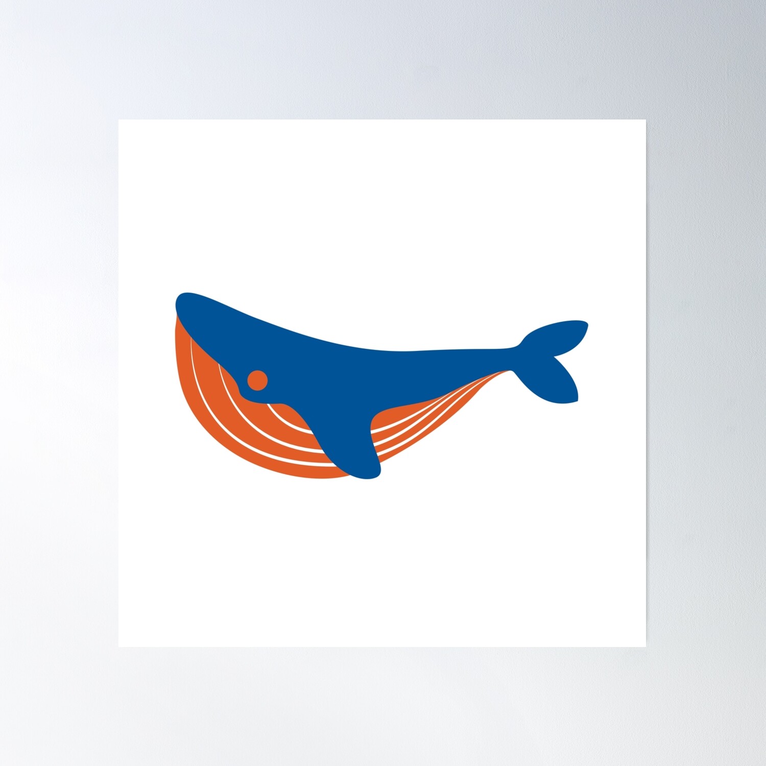 Modroom Minimalist Blue Whale Graphic - Ocean Animal Art Poster Wall ...