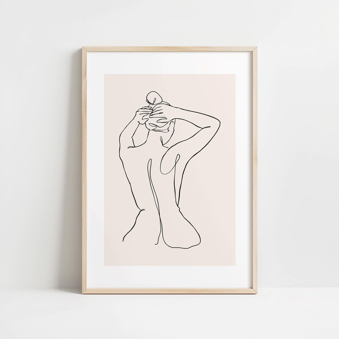 Modroom Minimalist Blush Line Art Print Of Woman From Behind | Elegant ...