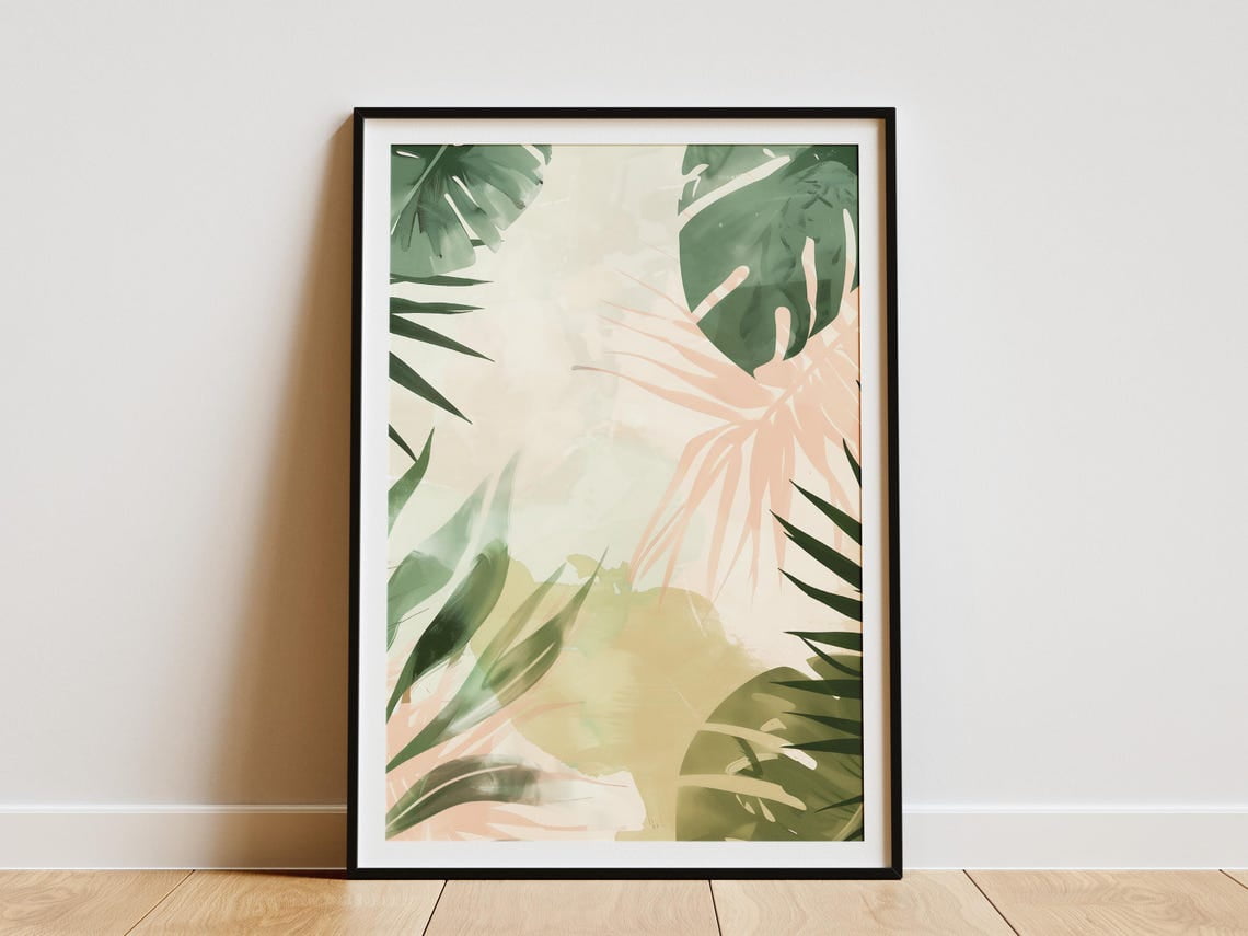 Modroom Minimalist Boho Palm Leaf Art Print Abstract Tropical Leaves ...