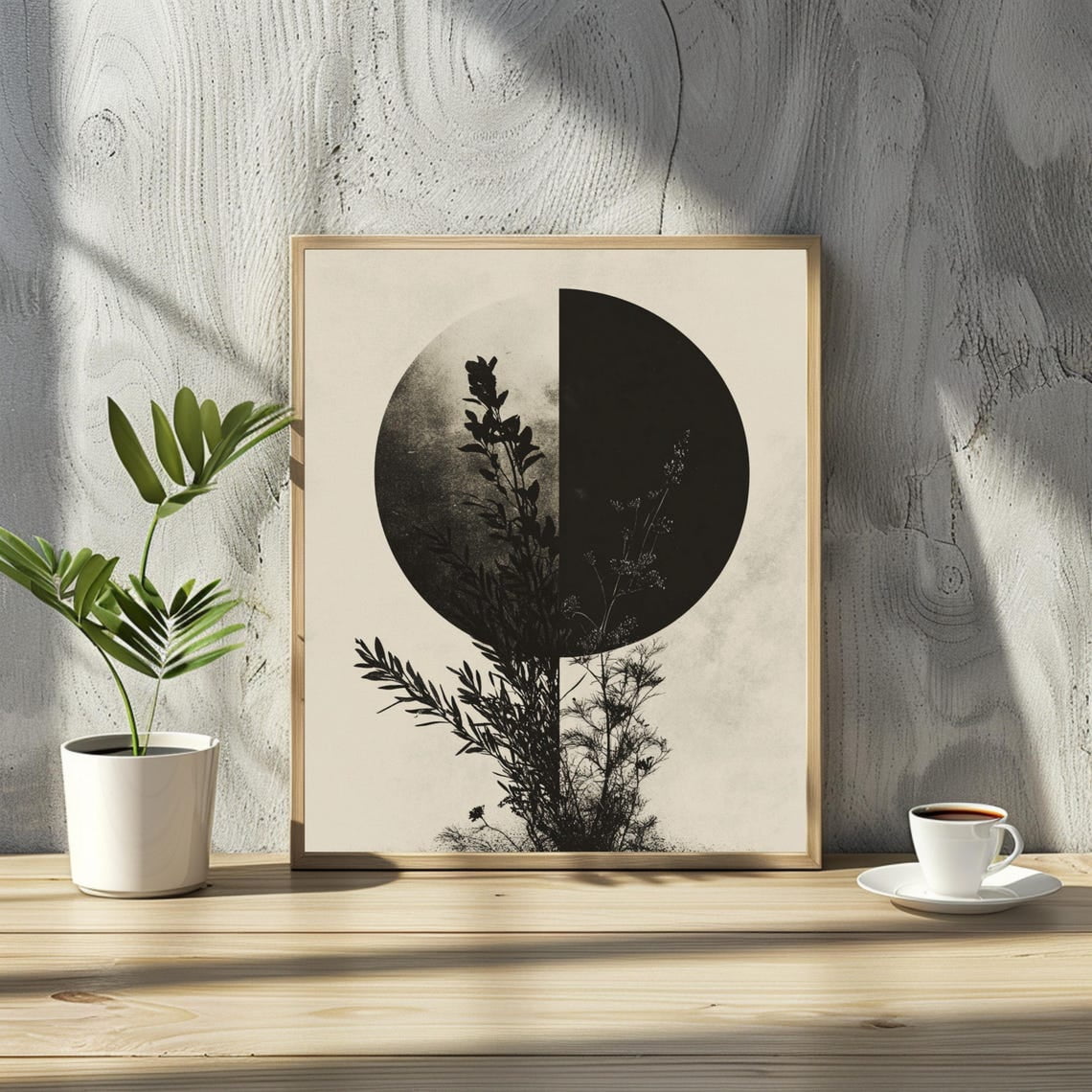 Modroom Minimalist Botanical Line Art | Geometric Black And White Wall ...