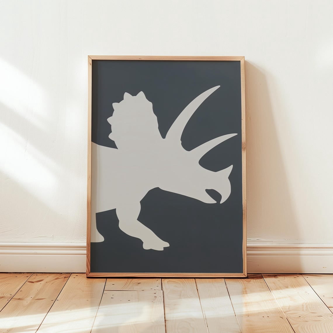 Modroom Minimalist Triceratops Dinosaur Print, Modern Dino Wall Art For ...
