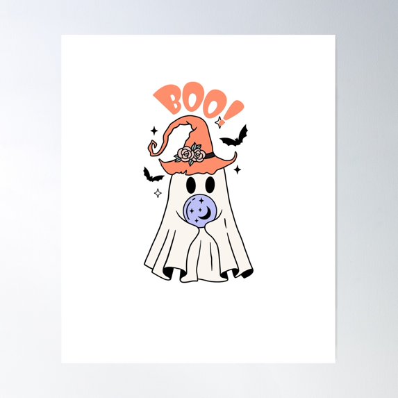 Modroom Minimalistic Cream Ghost Costume Party Poster, Modern Decor ...