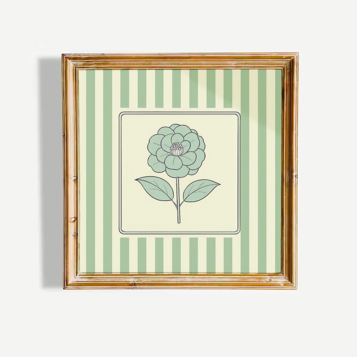 Modroom Mint Green Flower Poster - Layered Botanical Art On Vintage ...