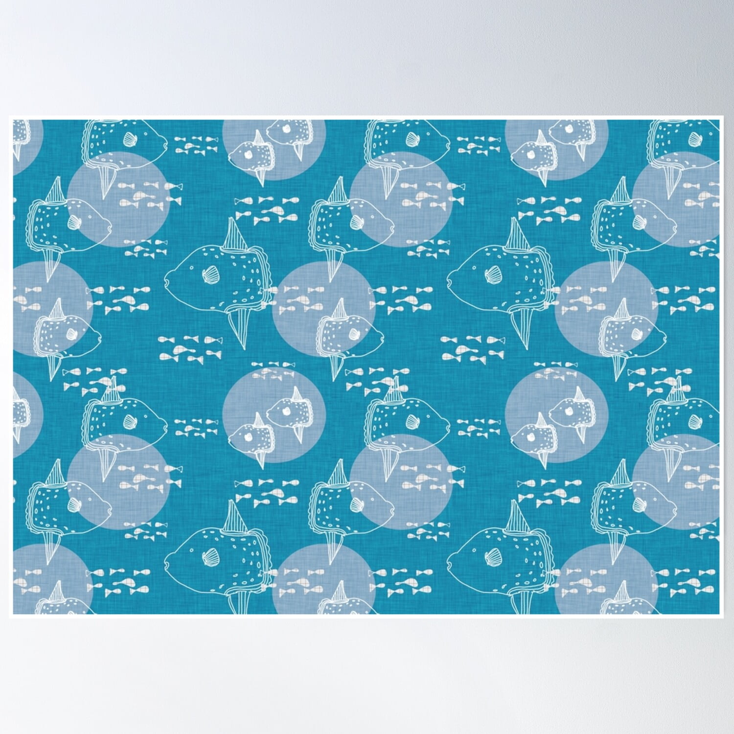 Modroom Mola Mola Blue-Ocean Sunfish Poster Wall Art, Modern Wall Decor ...
